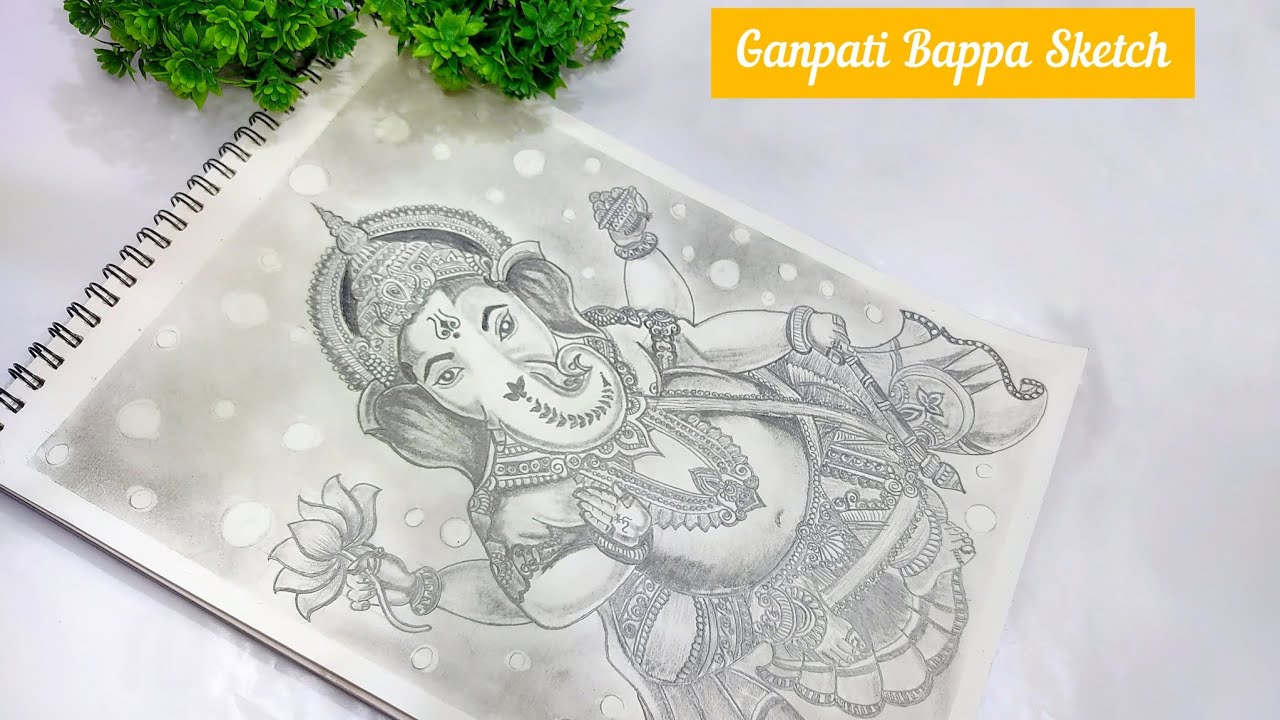 Ganpati bappa sketch, Ganesh jee Drawing step by step full Tutorial ...