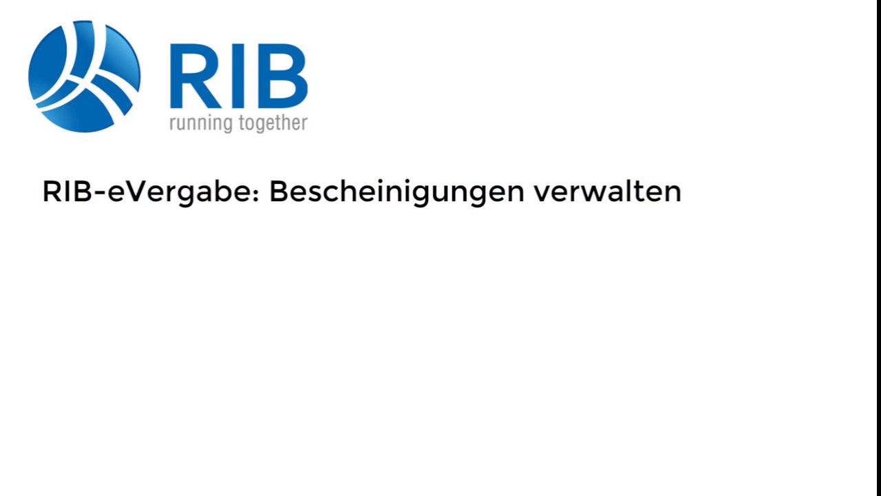 RIB e-Vergabe: Bescheinigungen verwalten - YouTube