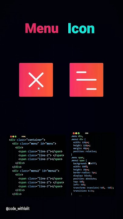 Menu Icon Using Css And Html🧑💻 Coding Programming Css Html Htmlcss