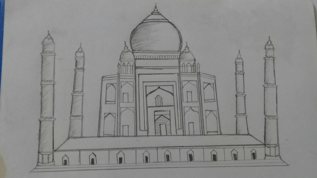 How to draw taj mahal|| How to draw taj mahal step by step. - YouTube