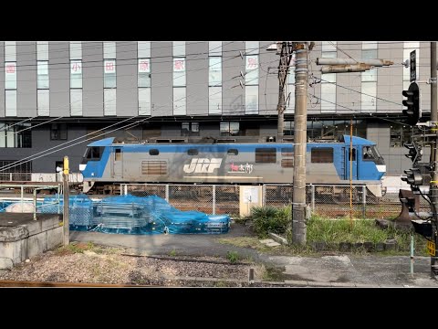 【ジョイント音最高！】JR貨物EF210形100番台148号機（旧塗装）＋コキ22B（両）が小田原駅を通過するシーン（71レ・岡A27・コンテナ輸送）2023.5.15 - YouTube