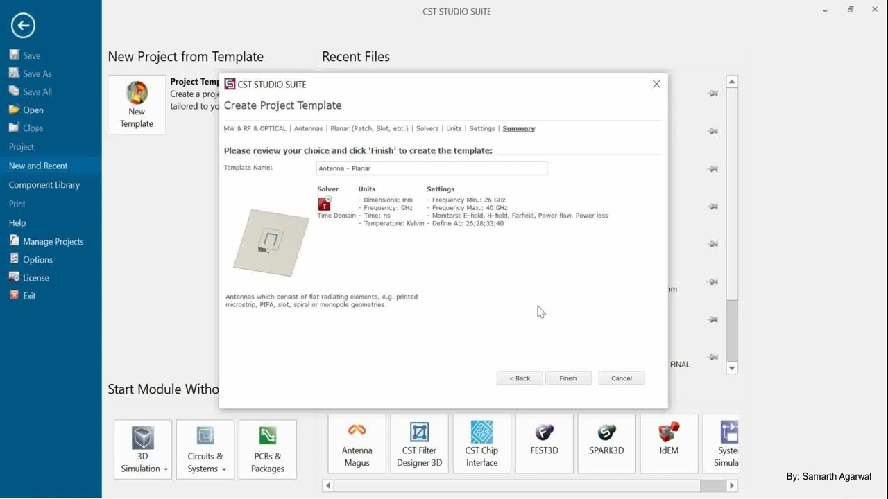 Setup your first CST MW Studio Template | Lecture -6 | Antenna ...