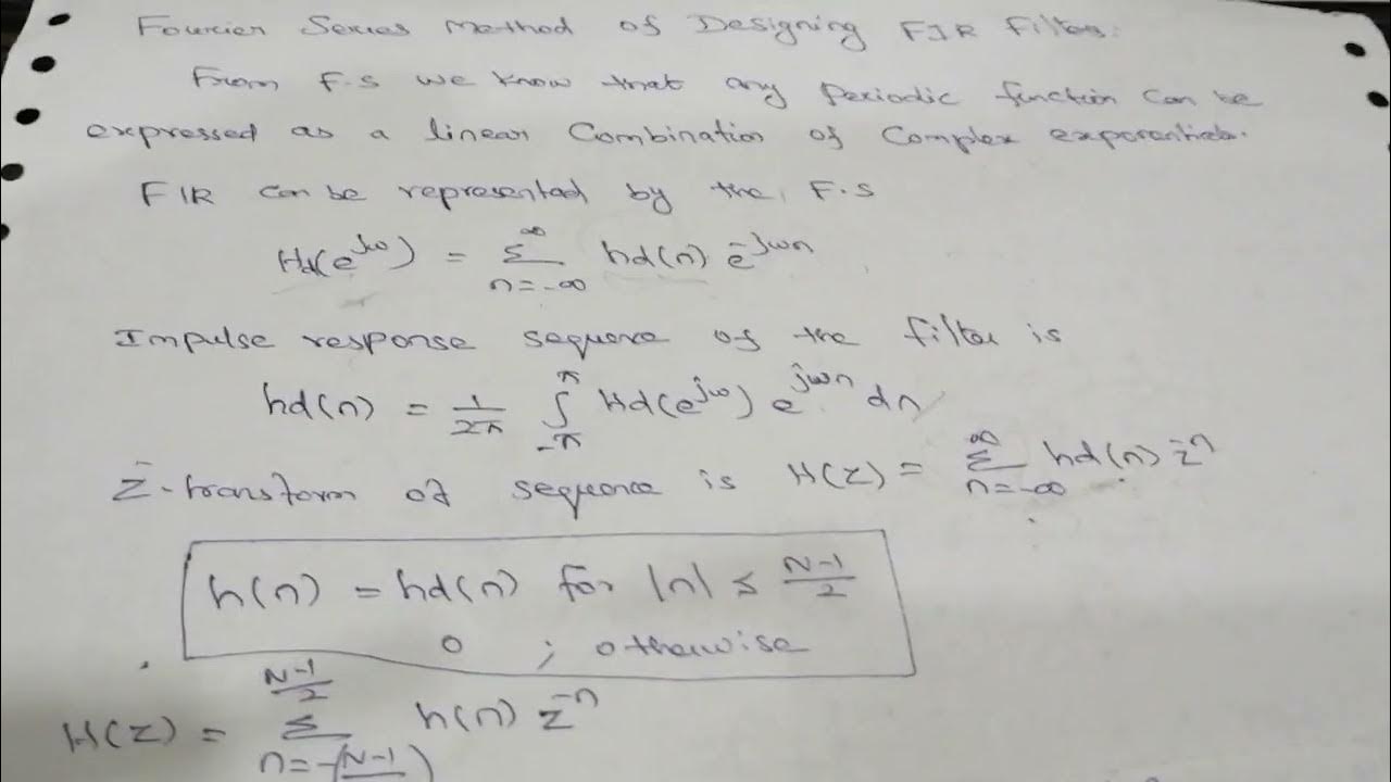 Fourier Series Method Fir Filter Design Youtube