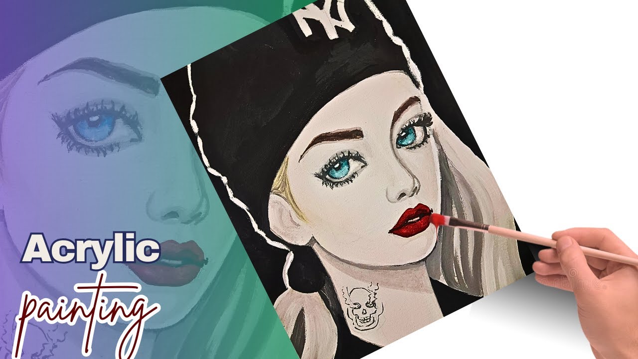 Simple Acrylic painting // cute character // simple drawing - YouTube