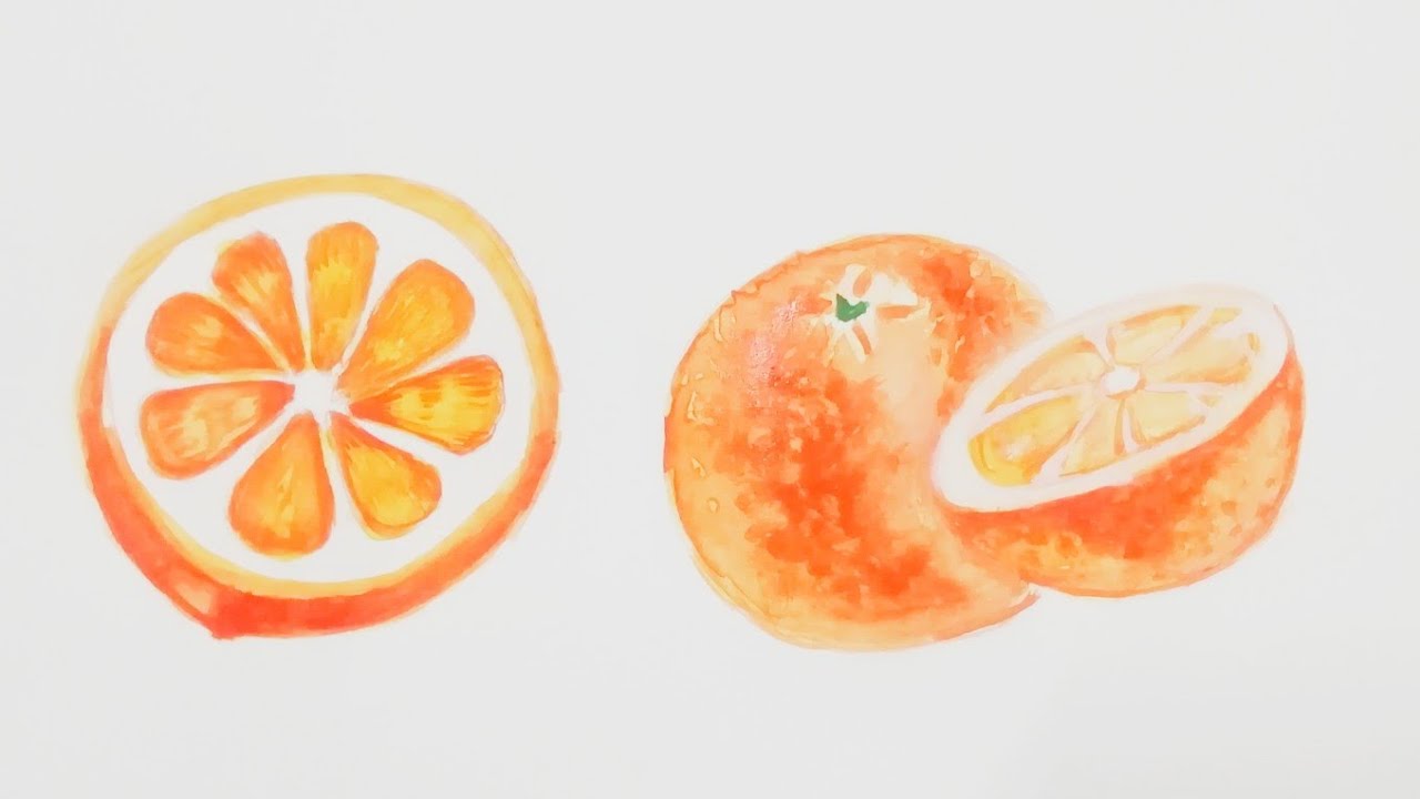 Orange Watercolour Drawing // How to colour Orange - YouTube