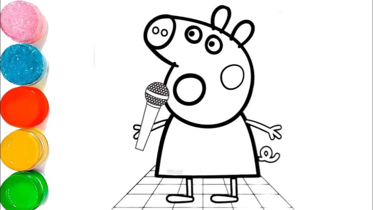 Peppa pig singing a song drawing and colouring for kids and toddlers ...