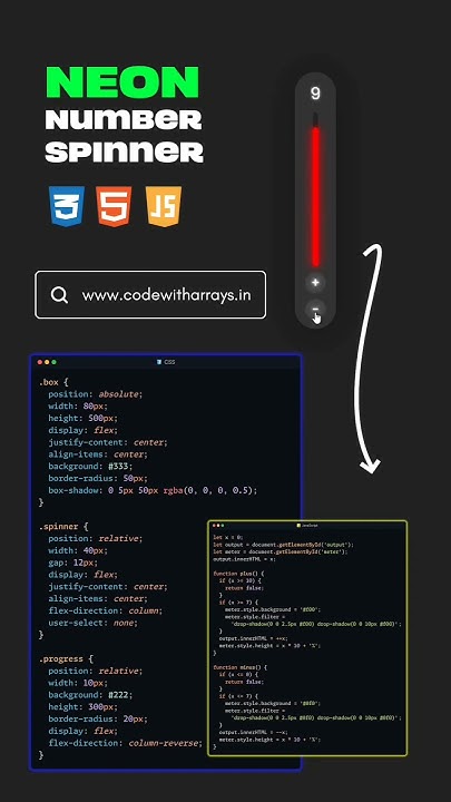 Neon number spinner Using html css - YouTube