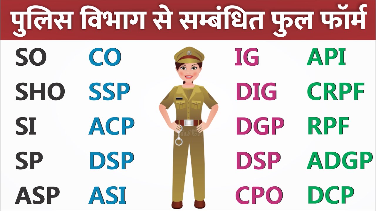 Police Department Related Full Form Of DSP DCP SP SO SHO SI ACP Police Department Related Full Form Of DSP DCP SP SO SHO SI ACP