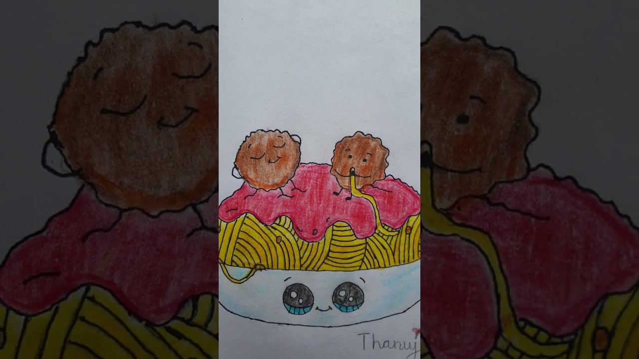"Spaghetti & Meatballs" Drawing | Learn to Draw cute | How to draw cute ...