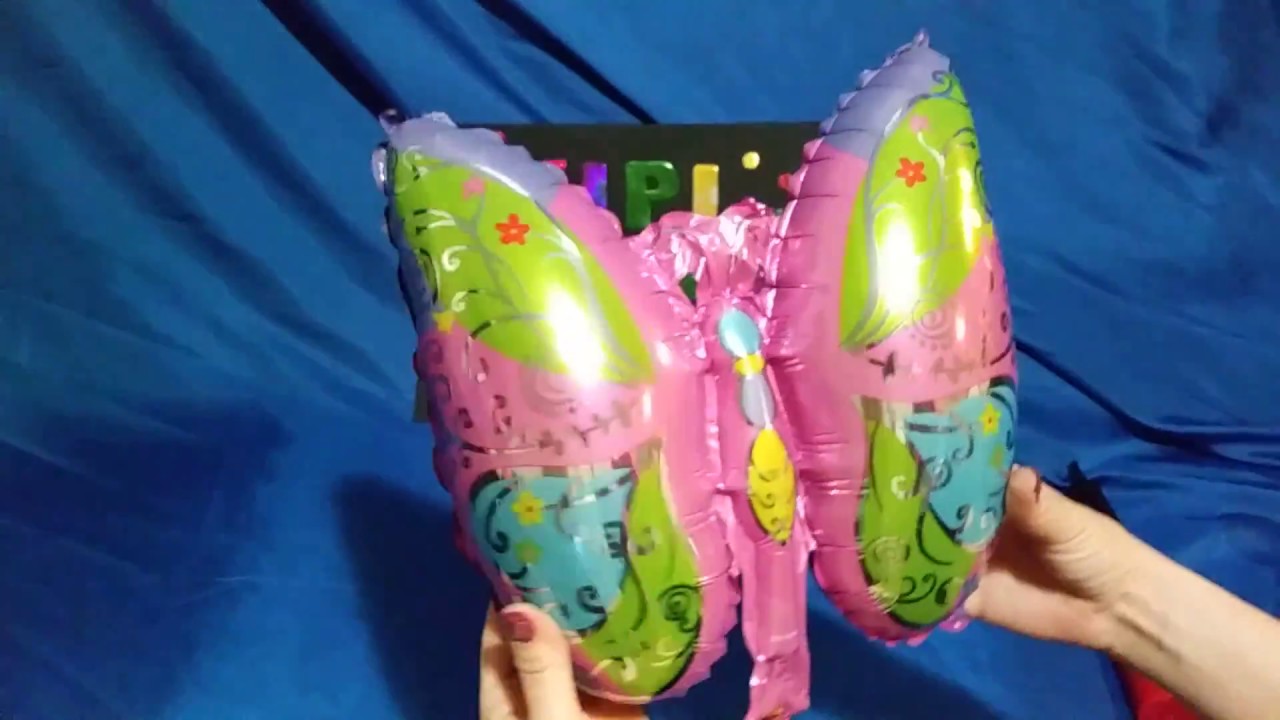 BUTTERFLY MYLAR BALLOON INFLATION AND PIN POPPING! - YouTube