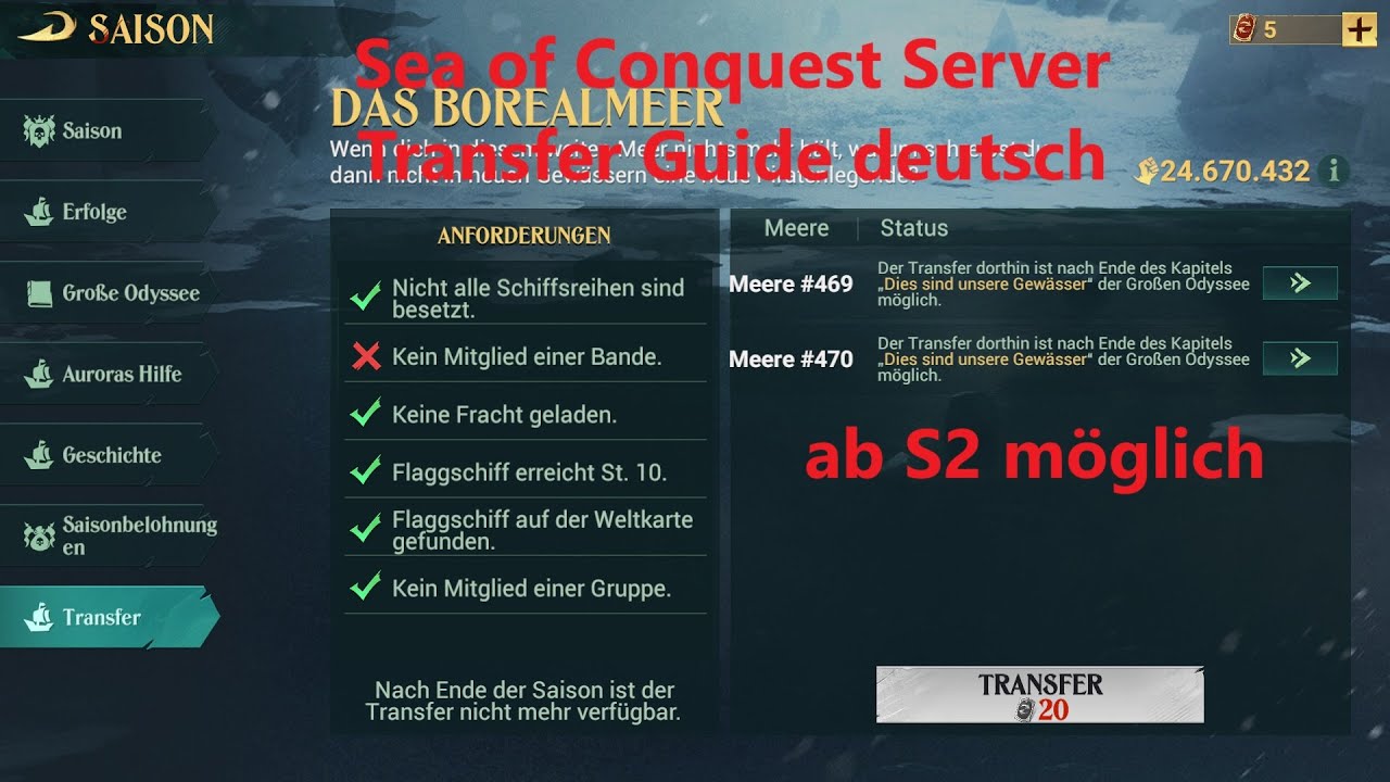Sea of Conquest Server Transfer, Serverauswahl und Kosten - YouTube