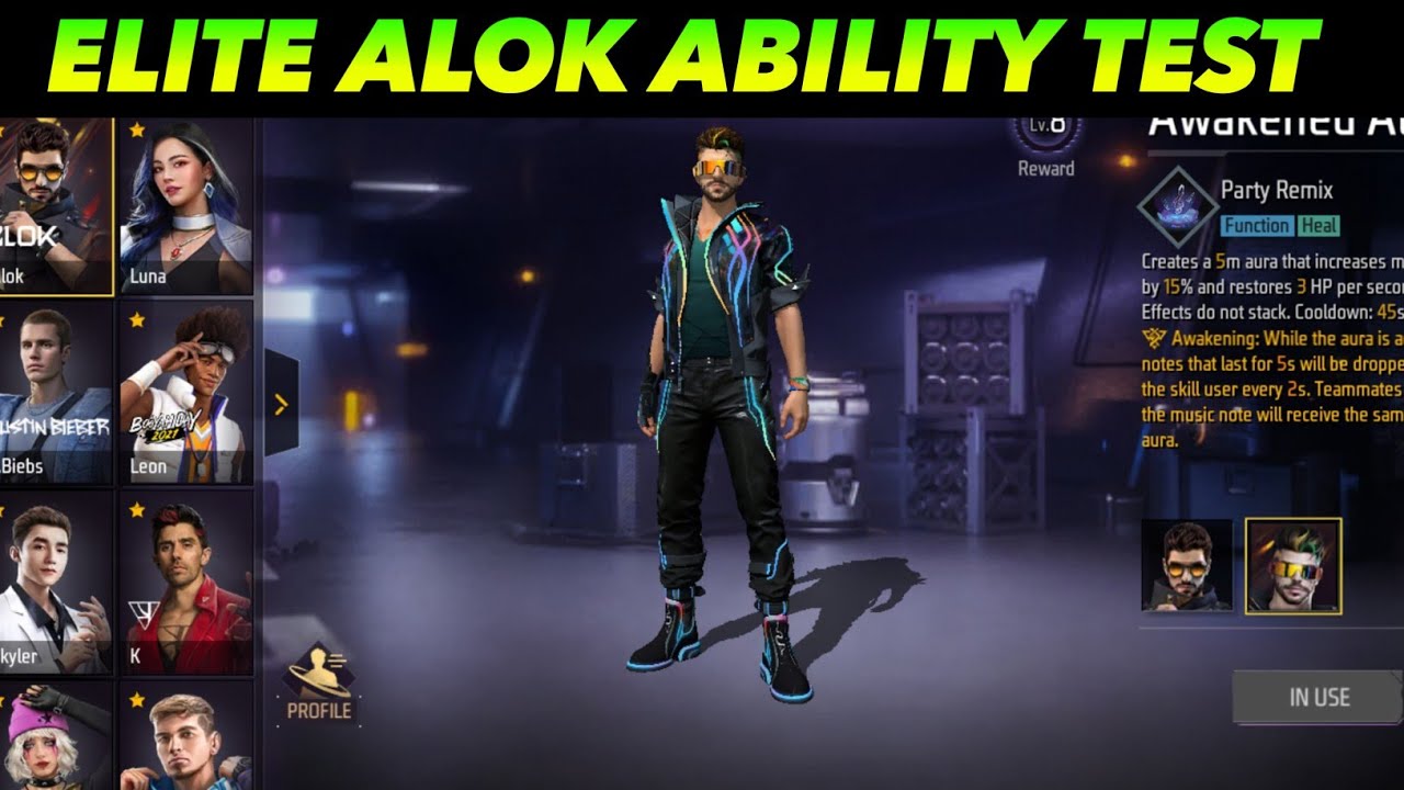ELITE ALOK ABILITY || ELITE ALOK ABILITY TEST || FREE FIRE AWAKEN ALOK ...