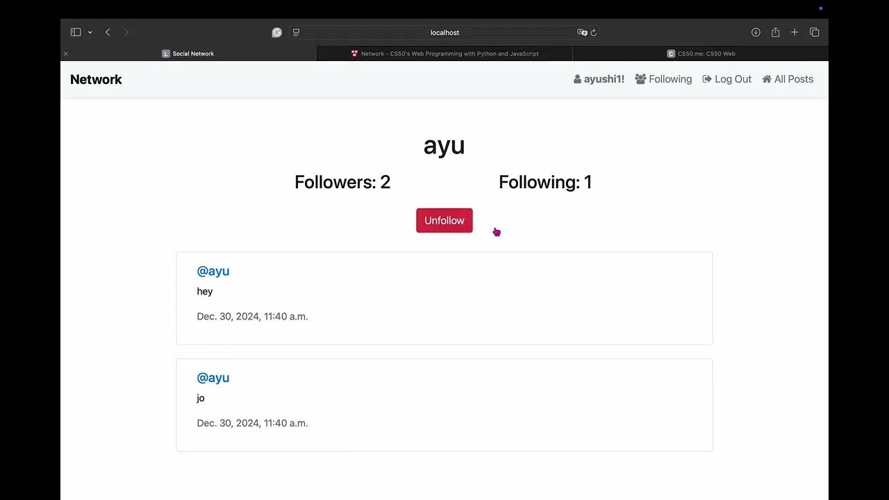 Project 4 - Network - CS50’s Web Programming with Python and JavaScript - YouTube