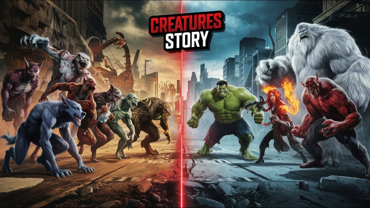 Creatures vs Hulk vs Aliens | Epic AI Battle Story | Full Action ...