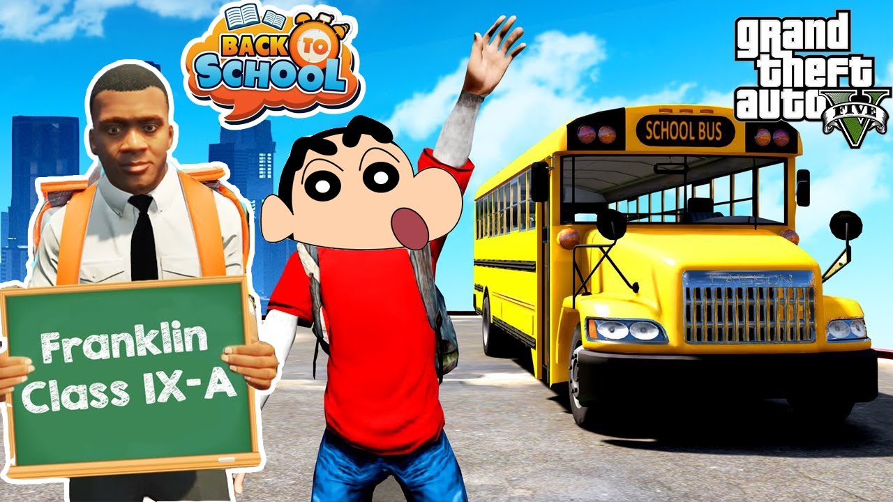 Franklin Become Shinchan School Bus Driver in GTAV | Shinchan School ...