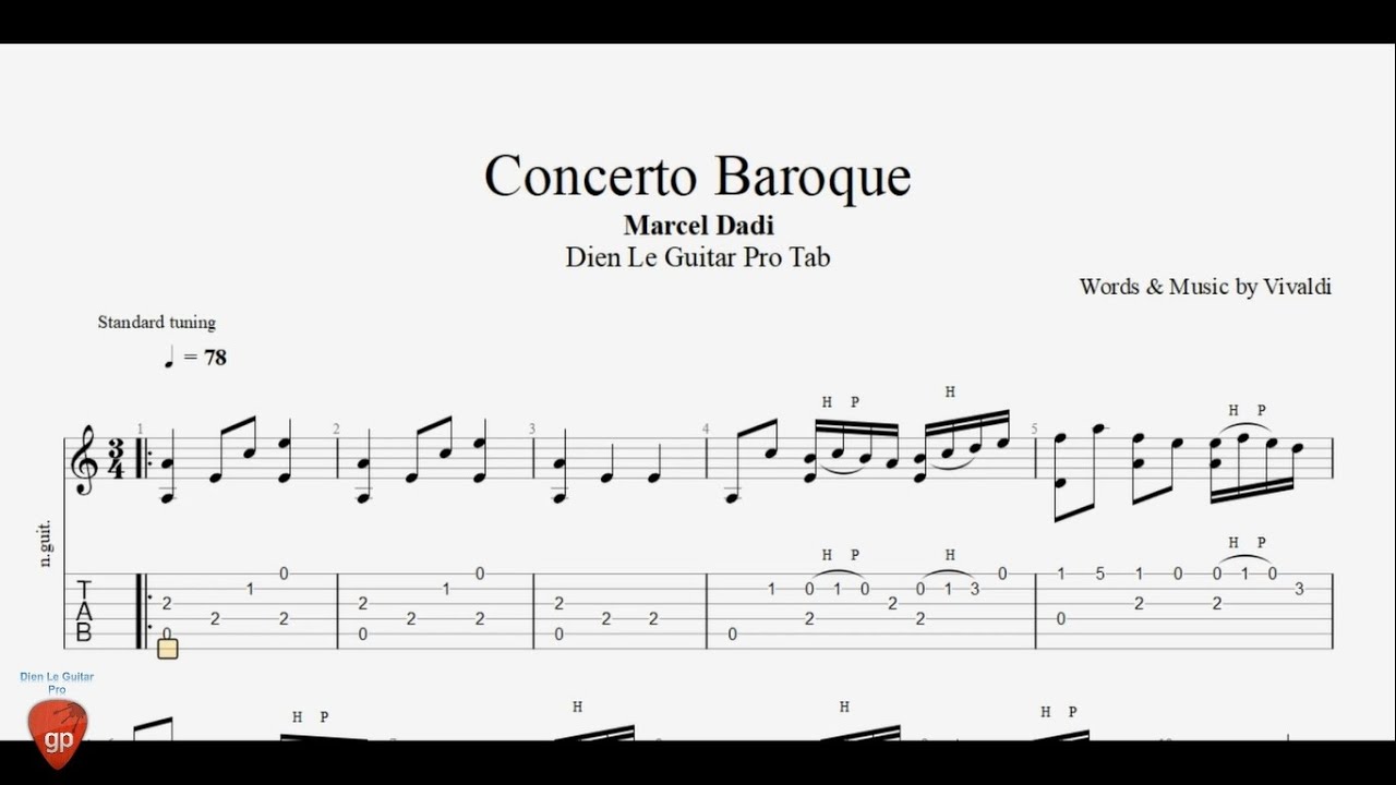 Vivaldi - Concerto Baroque - Guitar Pro Tab - YouTube