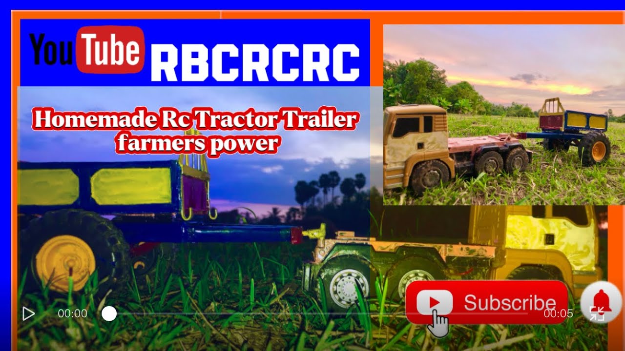 Homemade Rc tractor trailer farmer Power - YouTube