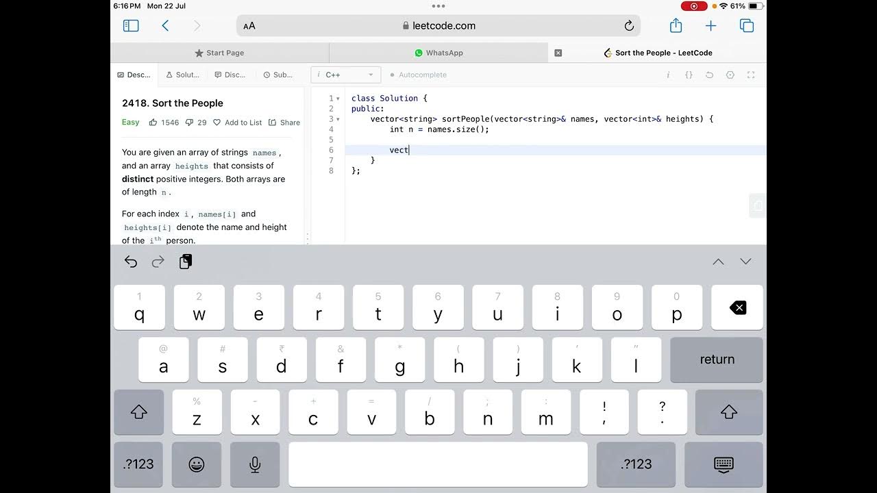 Leetcode 2418. Sort the People - YouTube