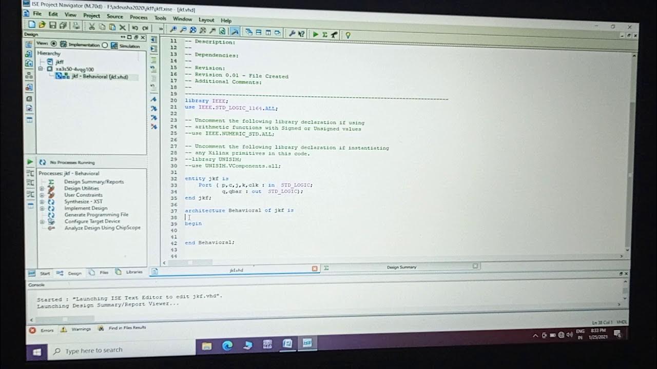 VHDL coding for Master Slave JK flip-flop | ADE lab part B 6th program ...