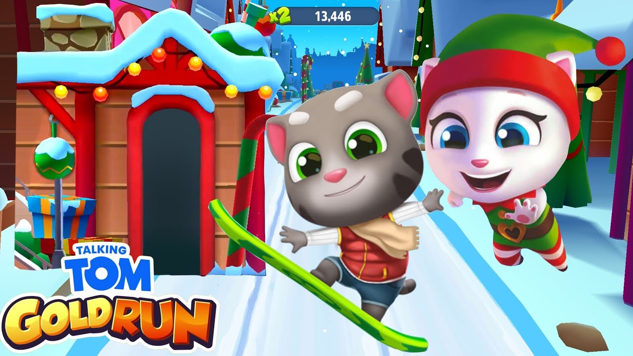 Talking Tom Gold Run - Frosty Tom vs Elf Angela // Christmas 2018 ...