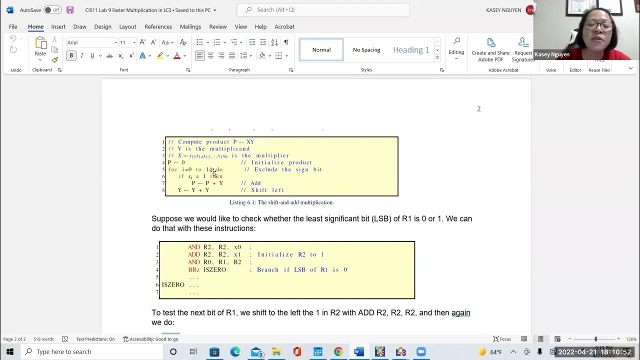CIS11 Lab 9: Faster Multiplication in LC-3 - YouTube