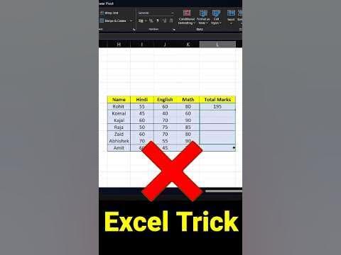 Calculate students marks using short trick excel | ms Excel shortcut key #shorts #tricks - YouTube