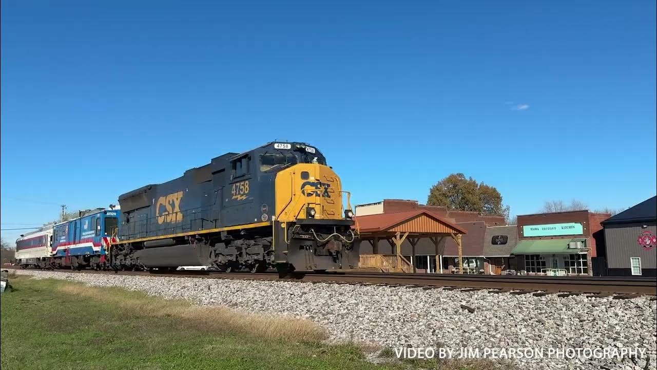 CSXT 4758 leads W008 with two FRA cars, DOTX 218 & DOTX 220 as they head south through Crofton ...