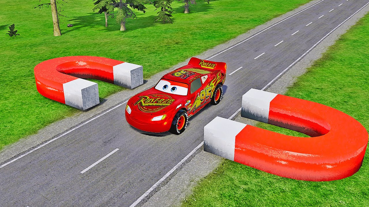 EXTREME MAGNET vs PIXAR CARS in BeamNG.drive! - YouTube