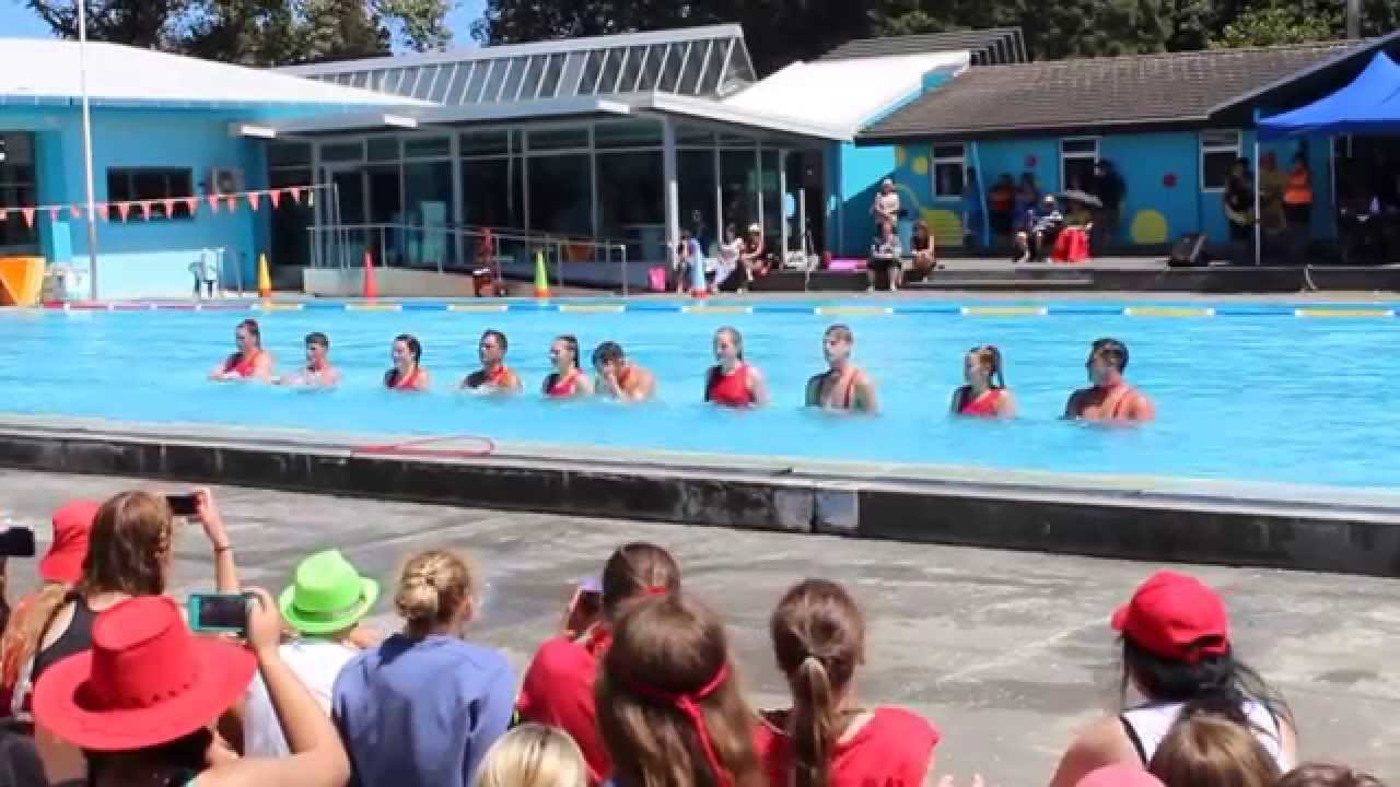 Hawera High School Synchronized Swimming 2015 Red - YouTube