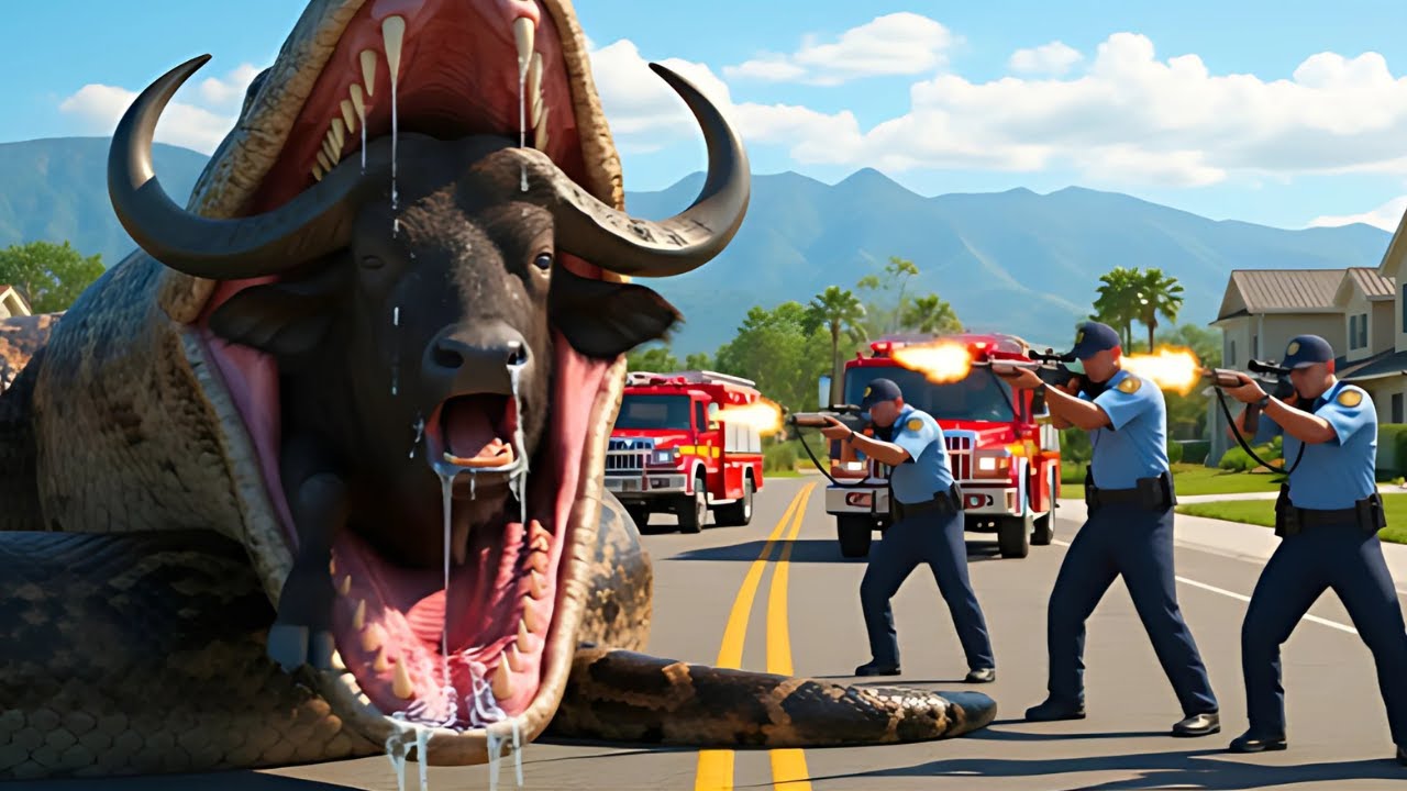 Giant Python Wraps Buffalo in Deadly Attack 🐍🔥 | Rescue Team Fights for ...
