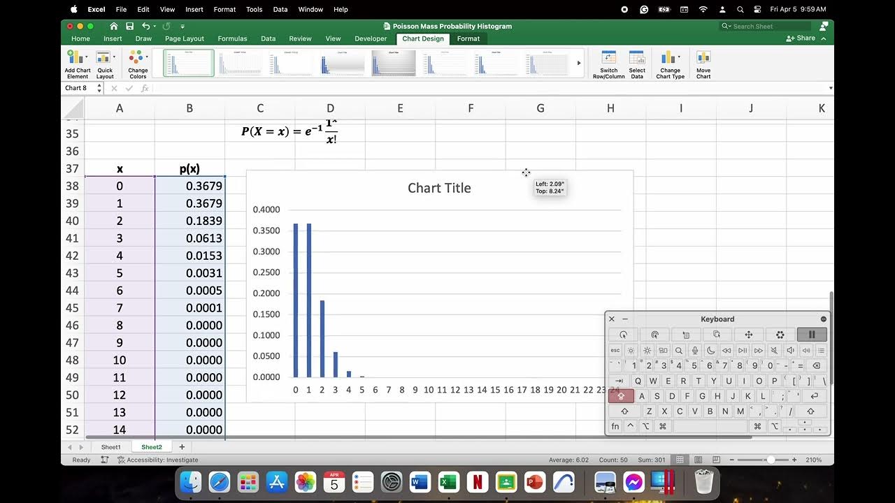 Poisson Probability Histogram using MS Excel - YouTube