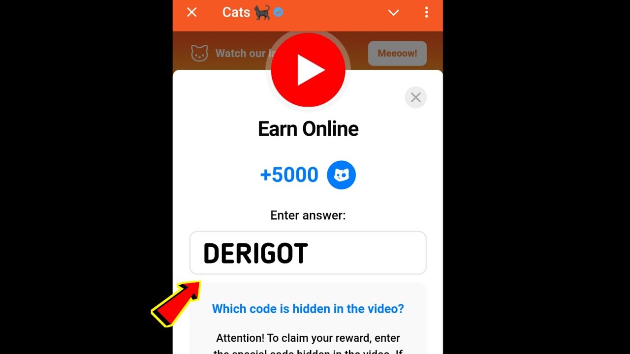 Earn Online Cats Code | Earn Online cats video code today - YouTube