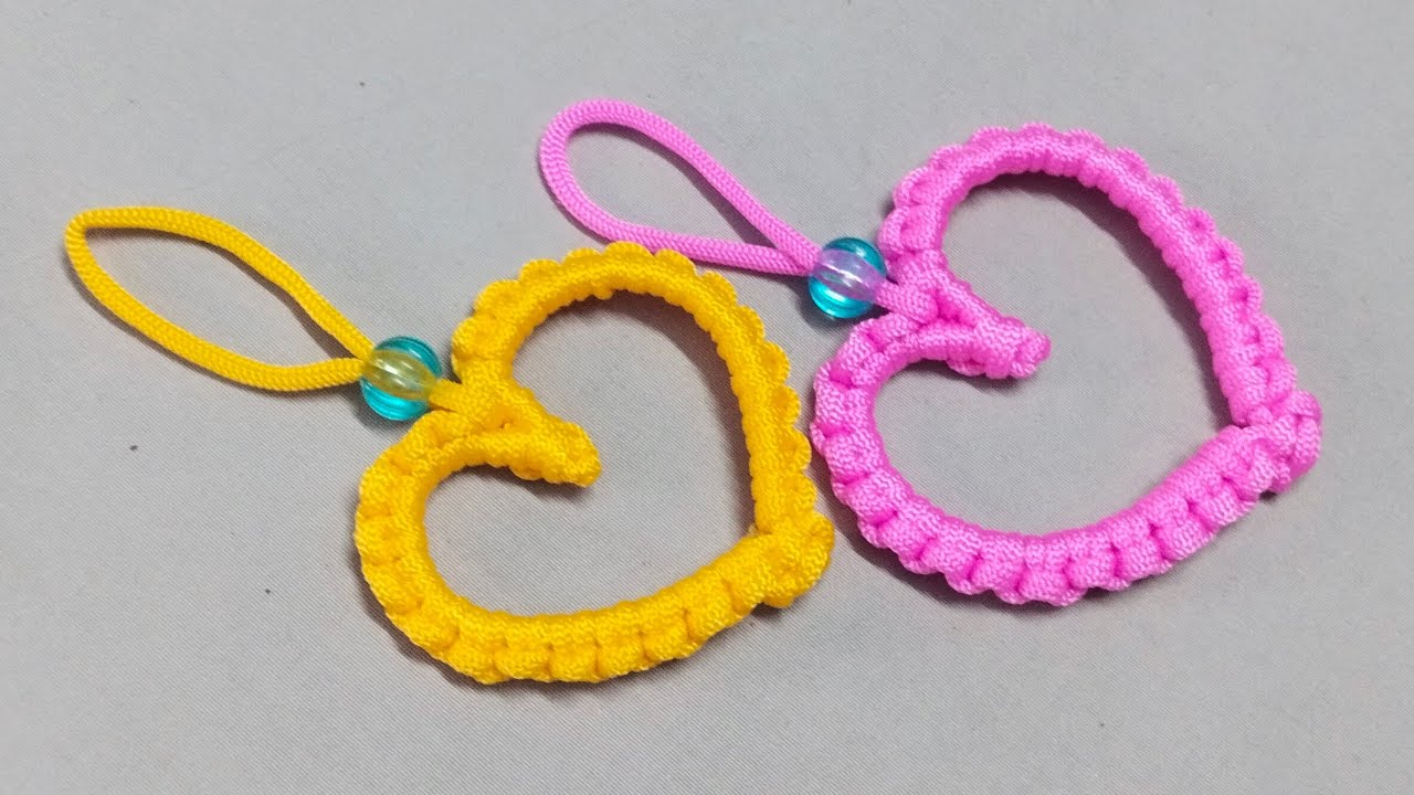 Easy Macrame Heart ️ Keychain Tutorial | DIY Macrame heart shape ...