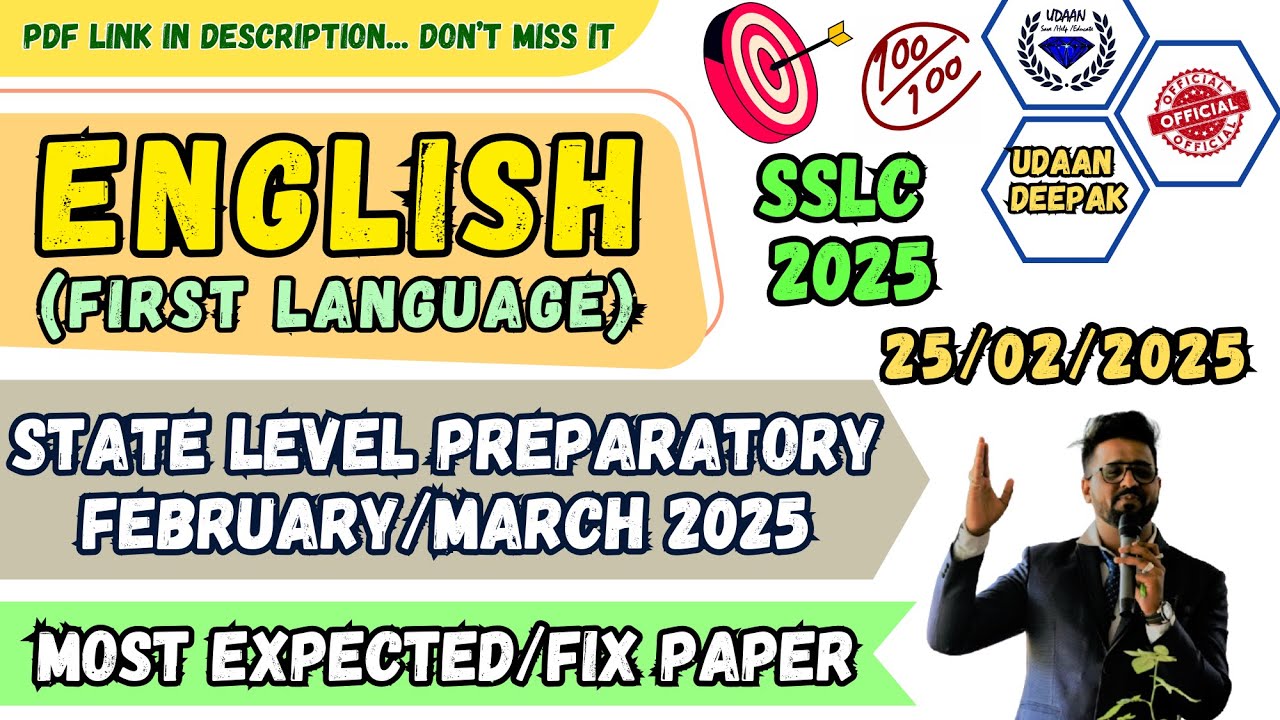 10th SSLC 2025 ENGLISH State Level Preparatory February/March 2025 Most ...