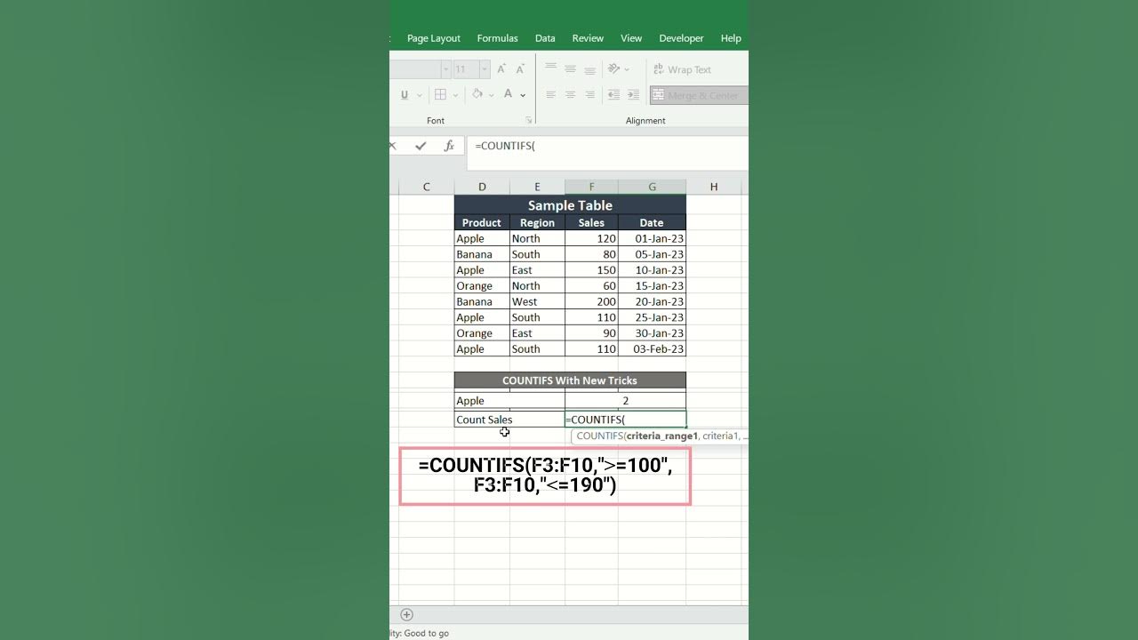 Master COUNTIFS in Excel – Easy Examples to Follow! 📊#excel #tricks #excelformula - YouTube
