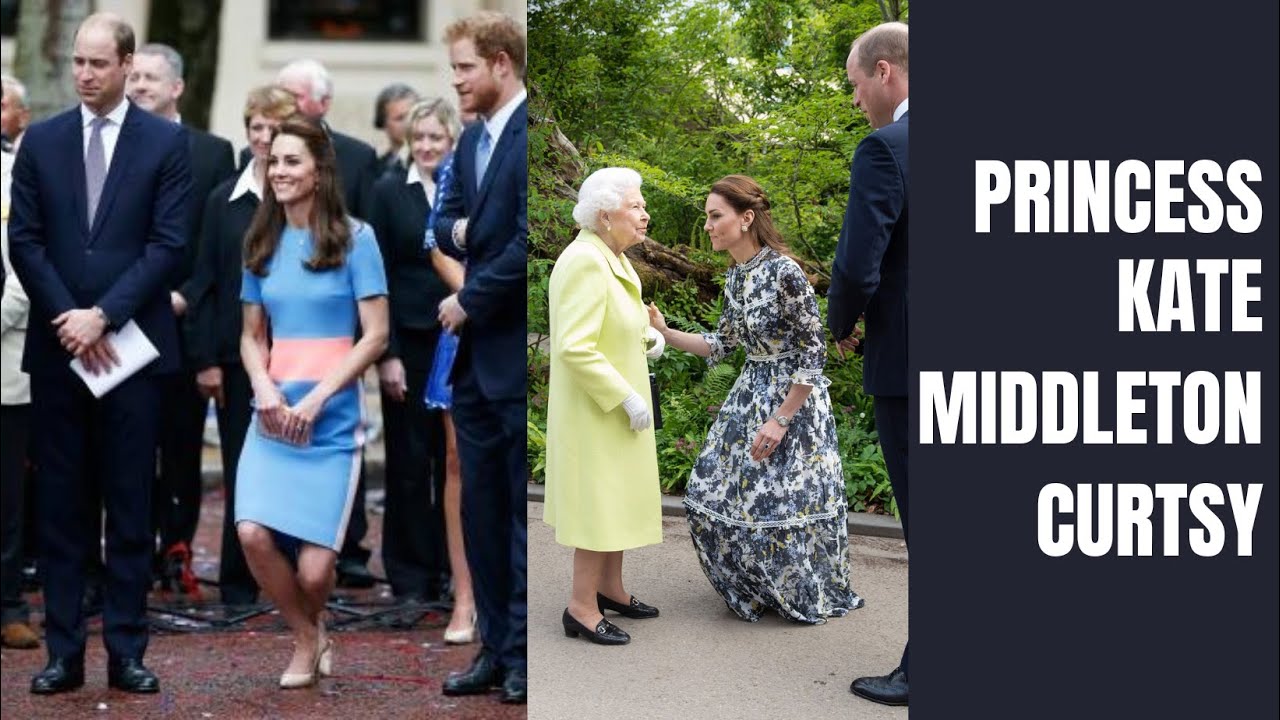 Who will Princess Kate Middleton curtsy in Royal family members? - YouTube