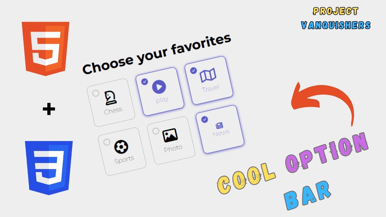 Create a Cool Option Bar with HTML & CSS | Project Vanquishers - YouTube