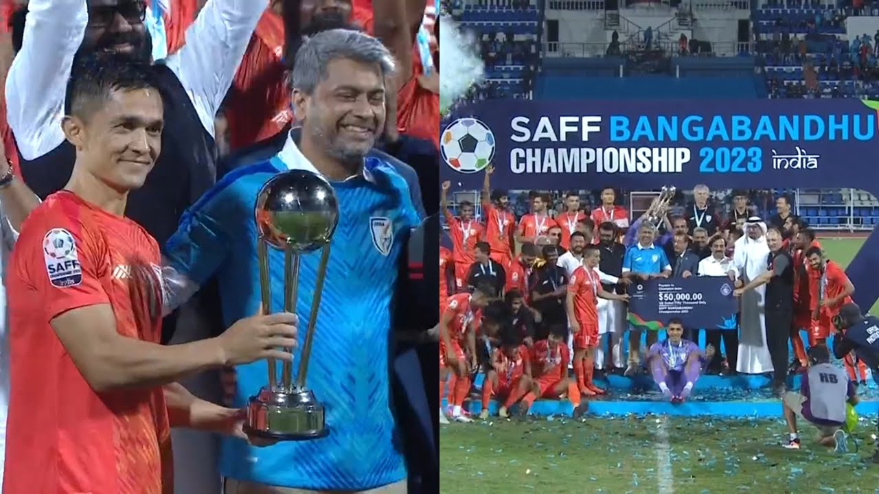 Saff Championship Final Trophy Lifting Moment | India Football Trophy ...