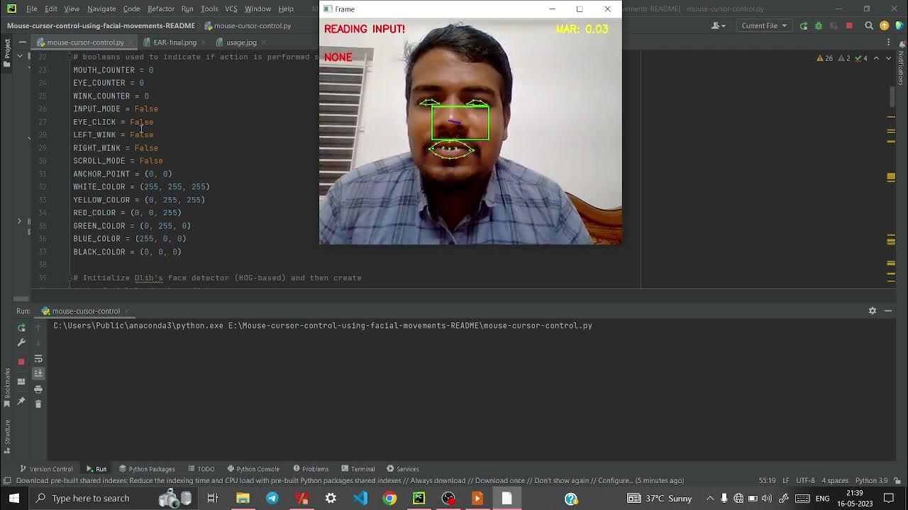 Mouse Cursor is Controlled by the Face Movements - YouTube
