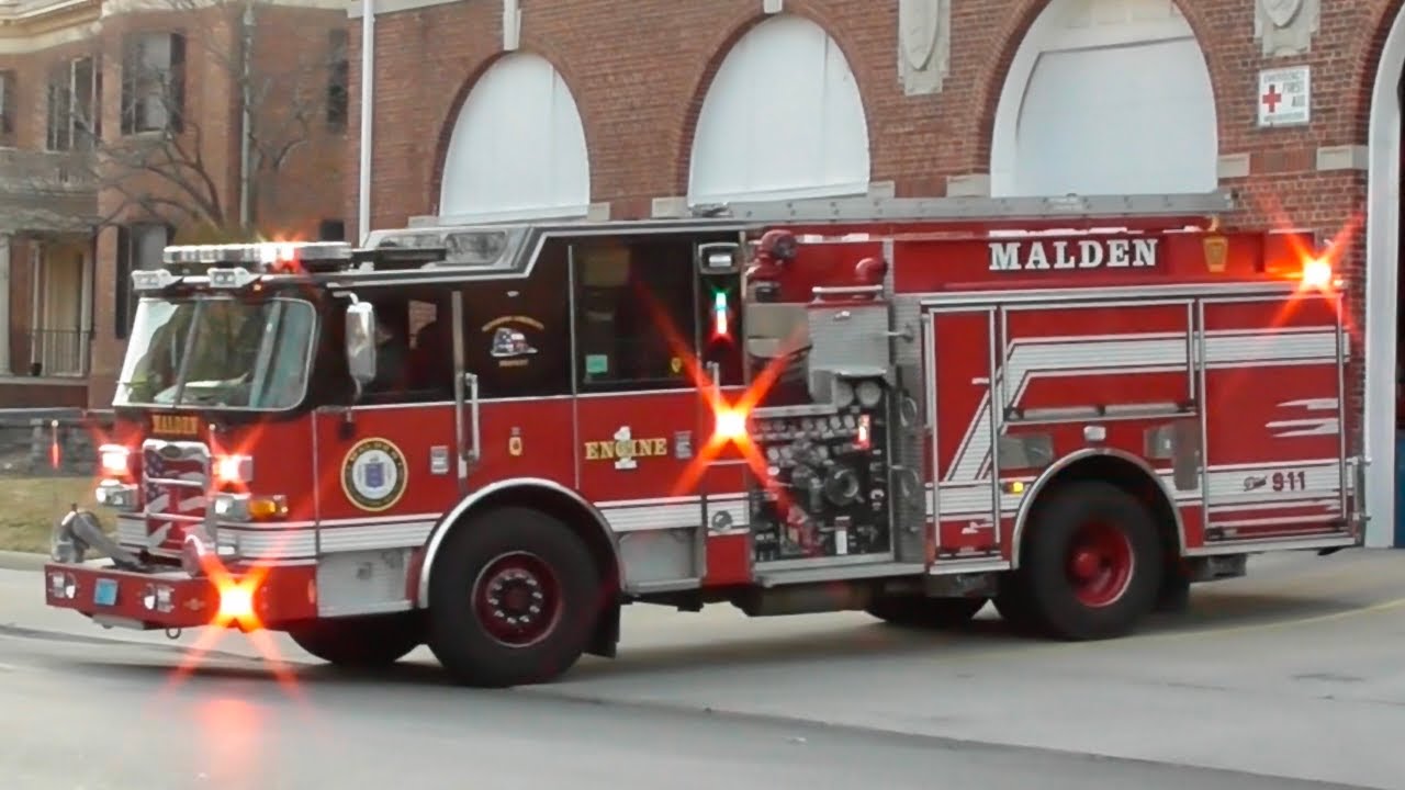 Malden, MA Fire Department Engine 1 Responding - YouTube
