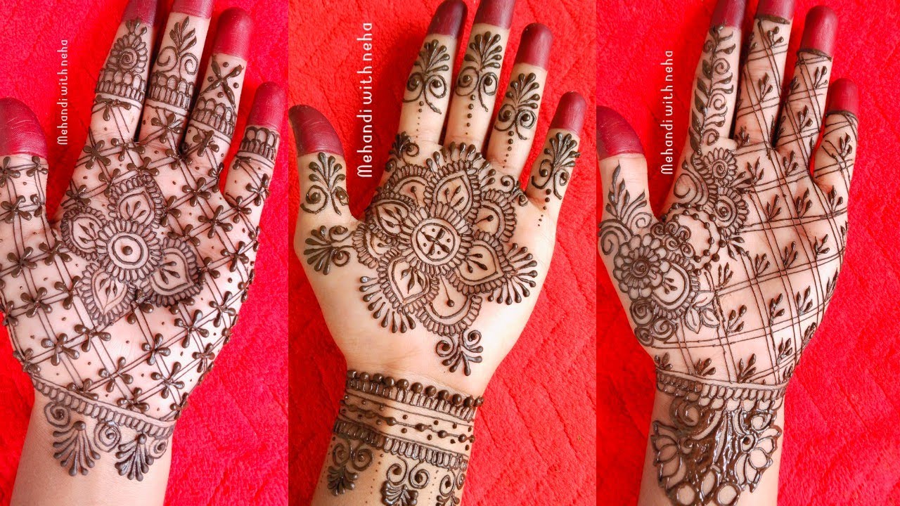 Top 3 Beautiful and easy Front hand mehndi design/ Easy unique hand ...