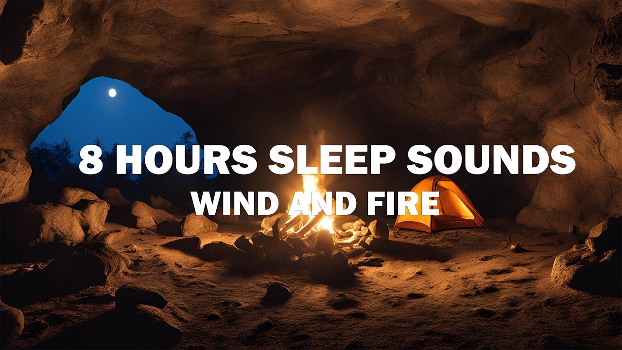 Wind Sounds for Sleeping 🛌 Cave Ambience with Fireplace Sounds for Deep ...