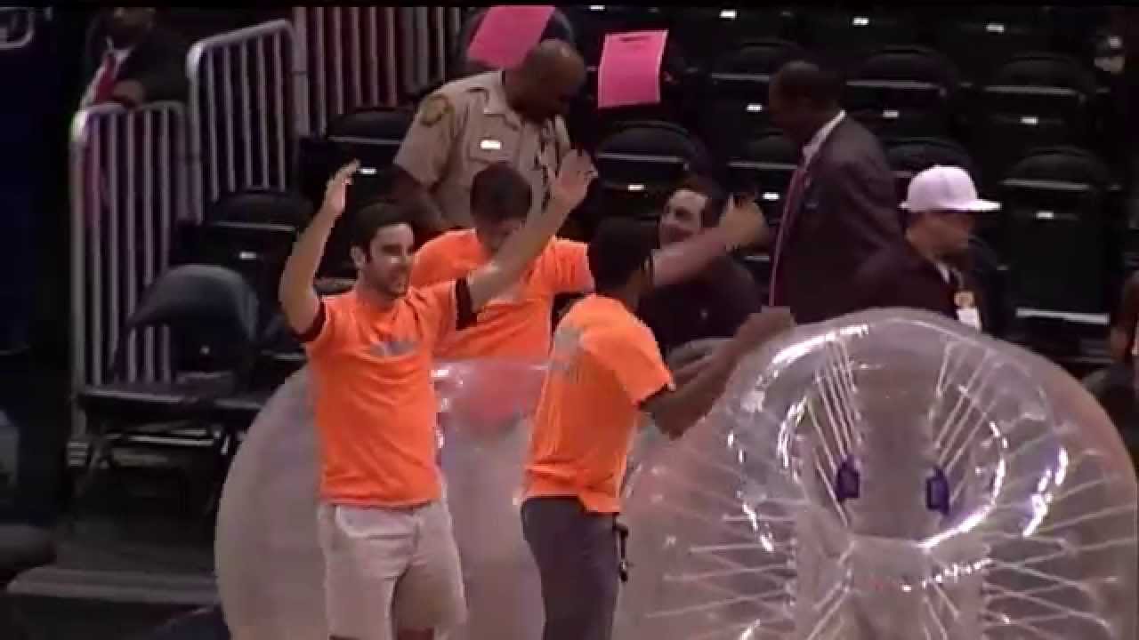 Bubble Obstacle Course at the Hawks v. Pacers Playoff Game - YouTube