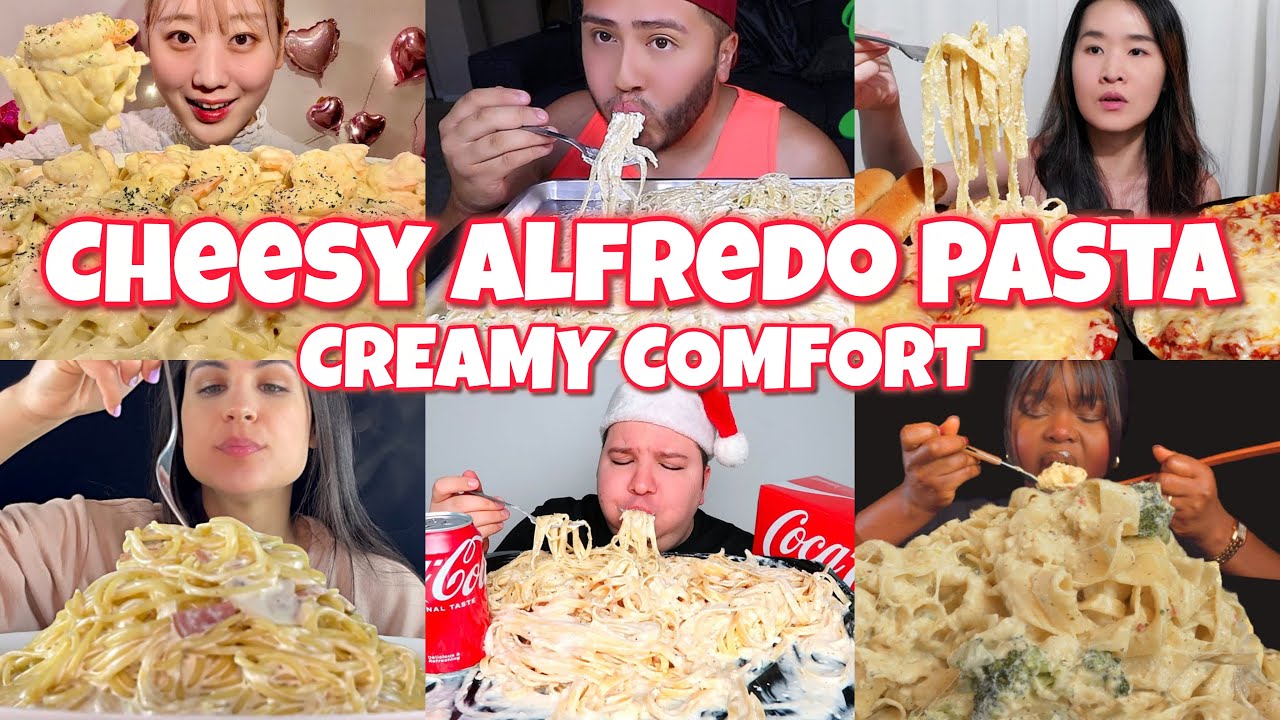 Creamy Alfredo Pasta ASMR 🍝🧀 Cheesy, Soothing, and Big Bites! - YouTube