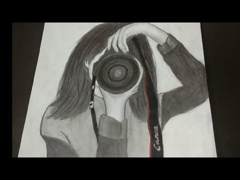 Learn how to draw a girl holding camera in easy way | Easy stepbystep ...