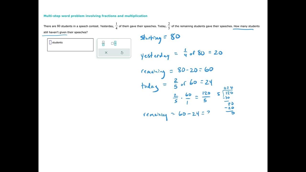 Multi-step word problem involving fractions and multiplication (ALEKS examples) - YouTube