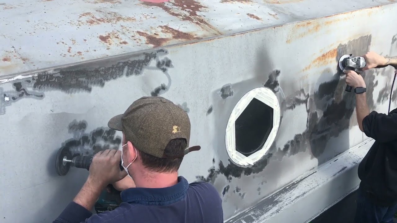 56. First look at the spray foam insulation, more painting the rusty ...