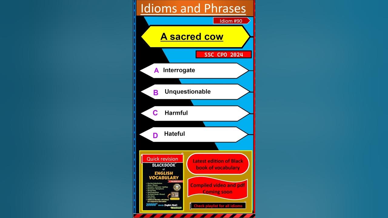 Idioms and phrases | A sacred cow | Black book of English vocabulary | - YouTube