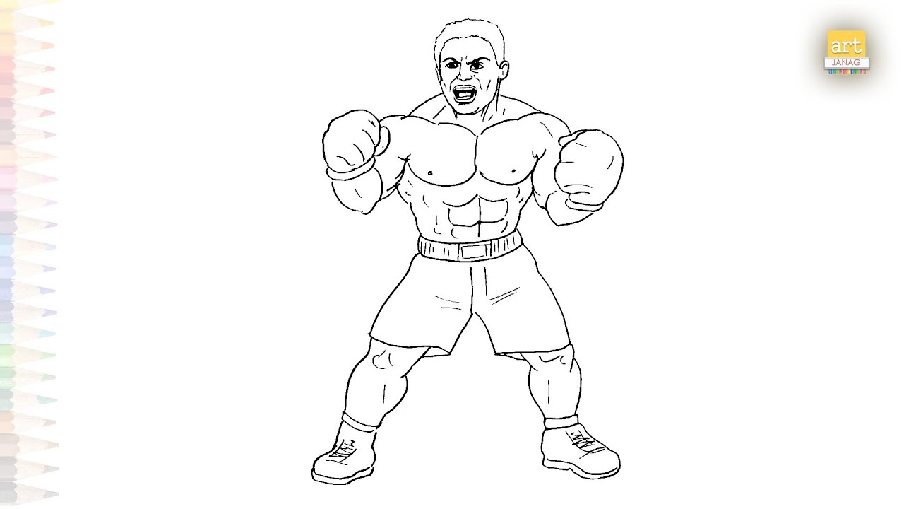 Angry Kickboxer drawing easy | Outline sketches | How to draw A ...
