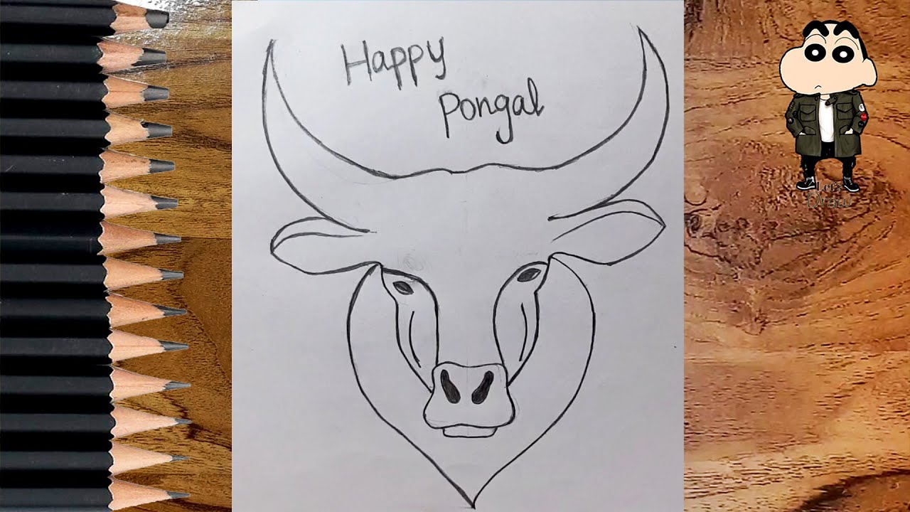 How to draw a Bull's Head Step by Step Easy for Beginners | Pongal ...